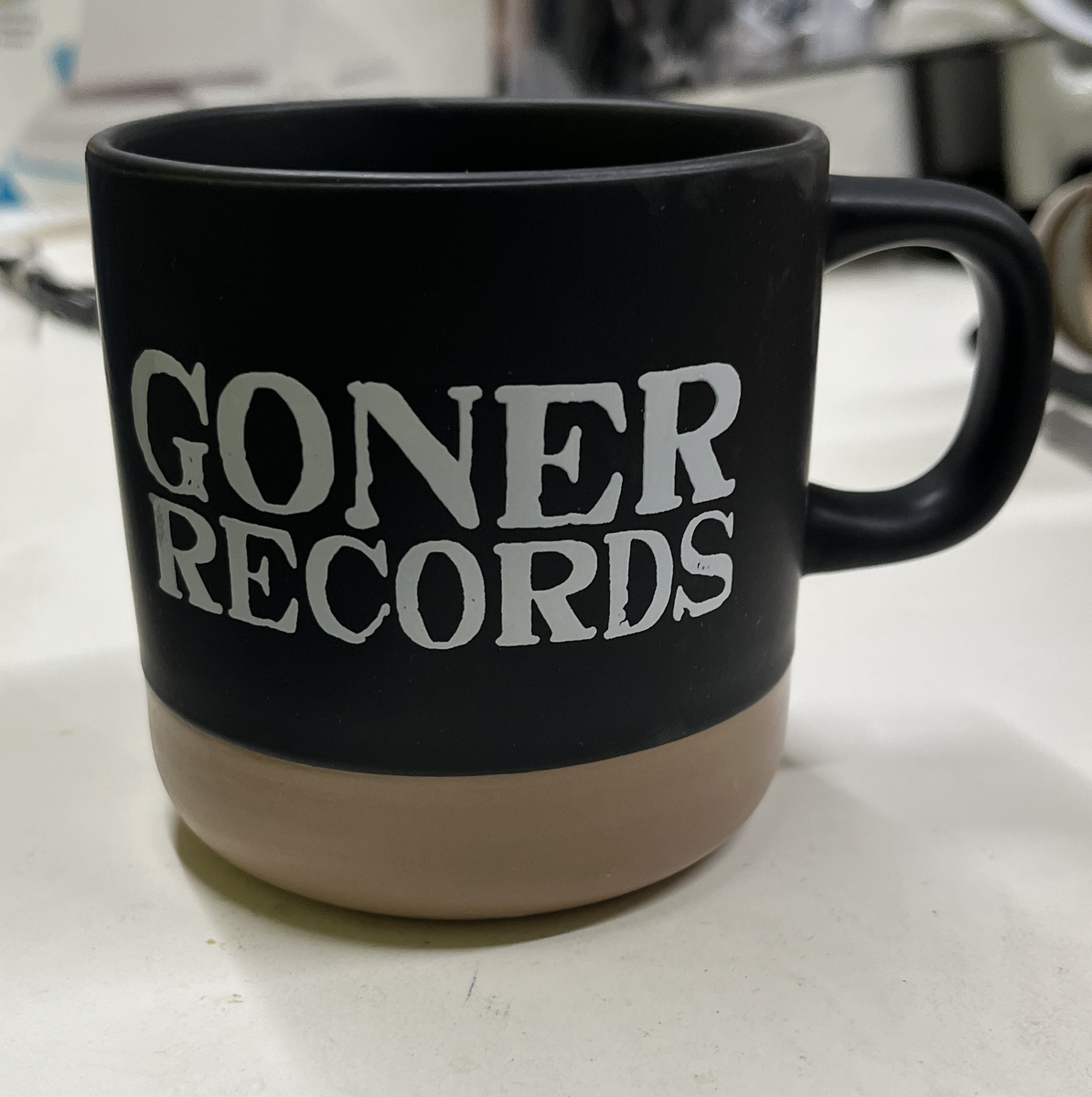 GONER COFFEE CUP - EARTHENWARE 2 TONE CUP – Goner Records